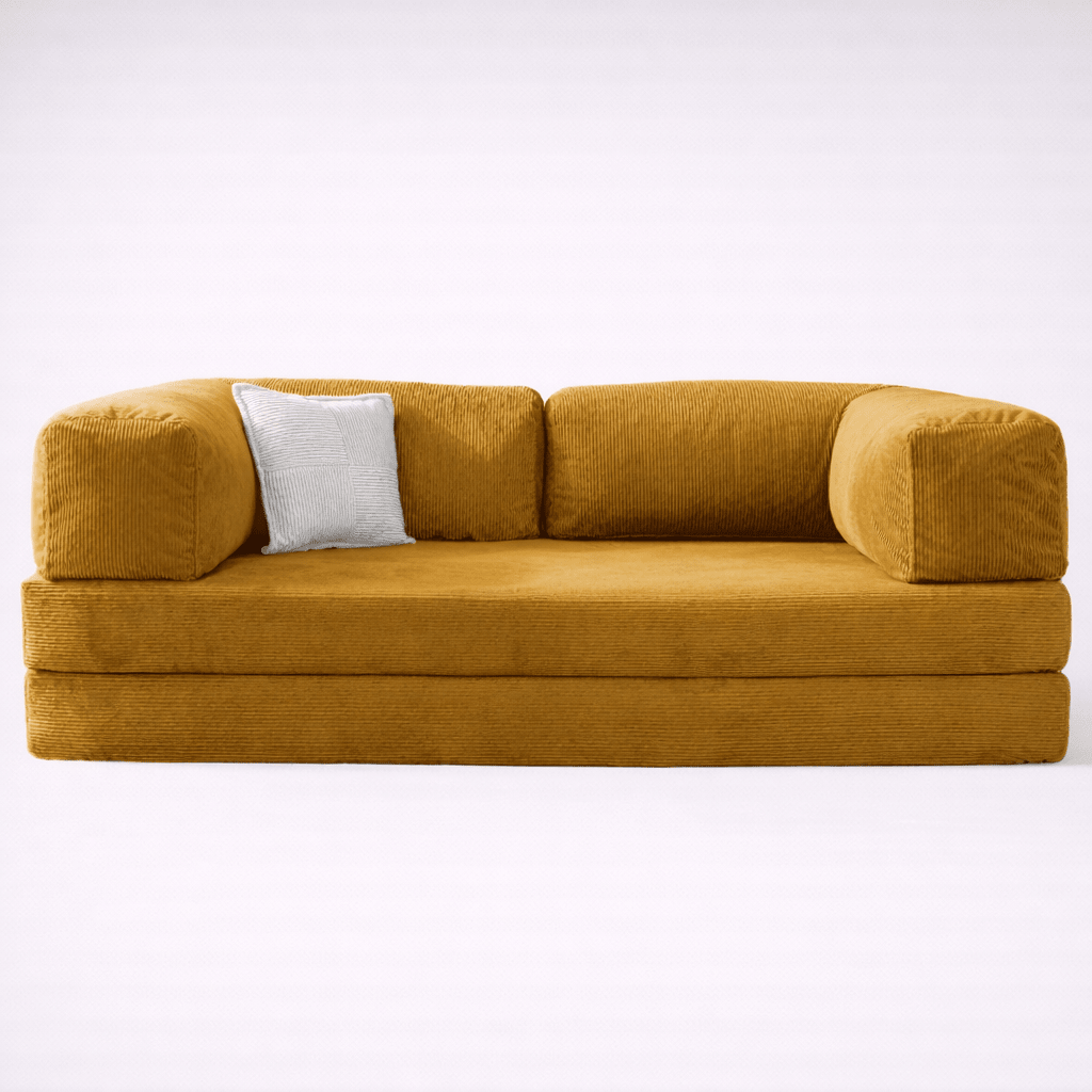 Confex Mustard Sofa Bed and Couch – Modular Sleeper Sofa – SofaLuz Studio®
